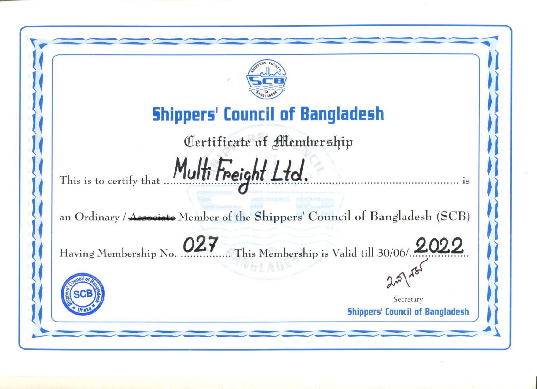 Awards & Certificate – Multi Freight